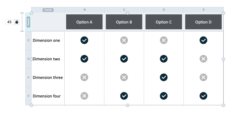 Sizing modes on columns and rows