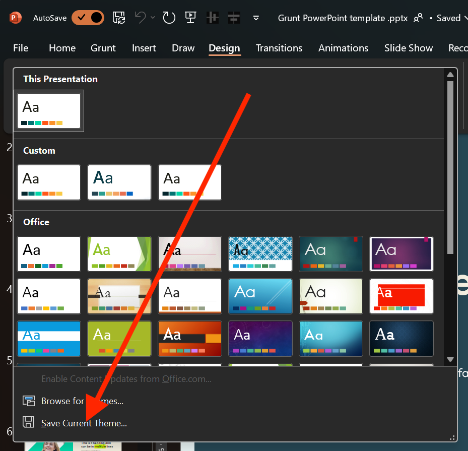 Set a default theme for new presentations in PowerPoint